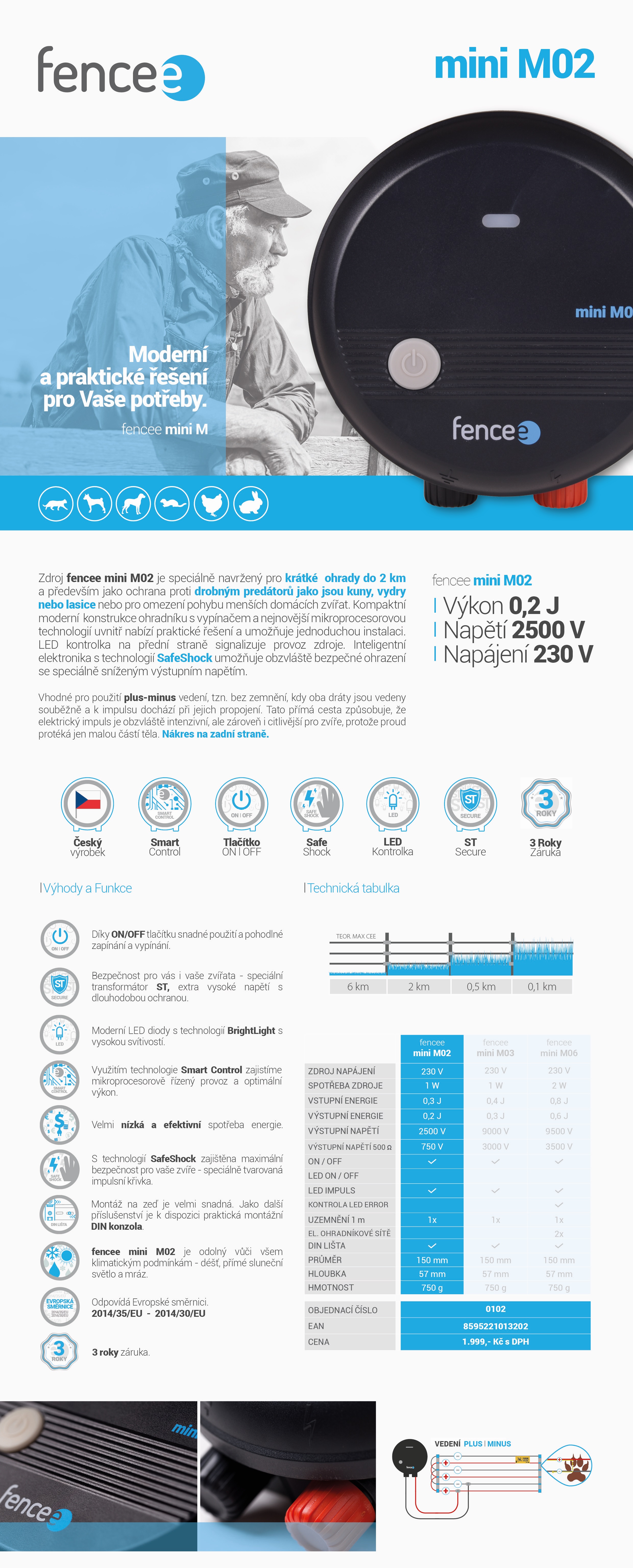 Generátor prúdu Fencee mini M02 - do 2 km - Elektricky Plot